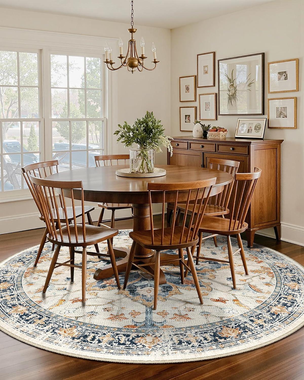 Area Rugs 3’x5′ Washable Non-Slip, Floral Vintage Distress Print ...
